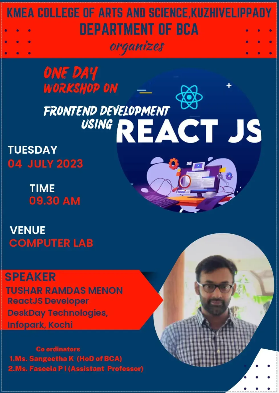 One Day Workshop On React Js On 11 07 2023 Kmea College Of Arts And Science