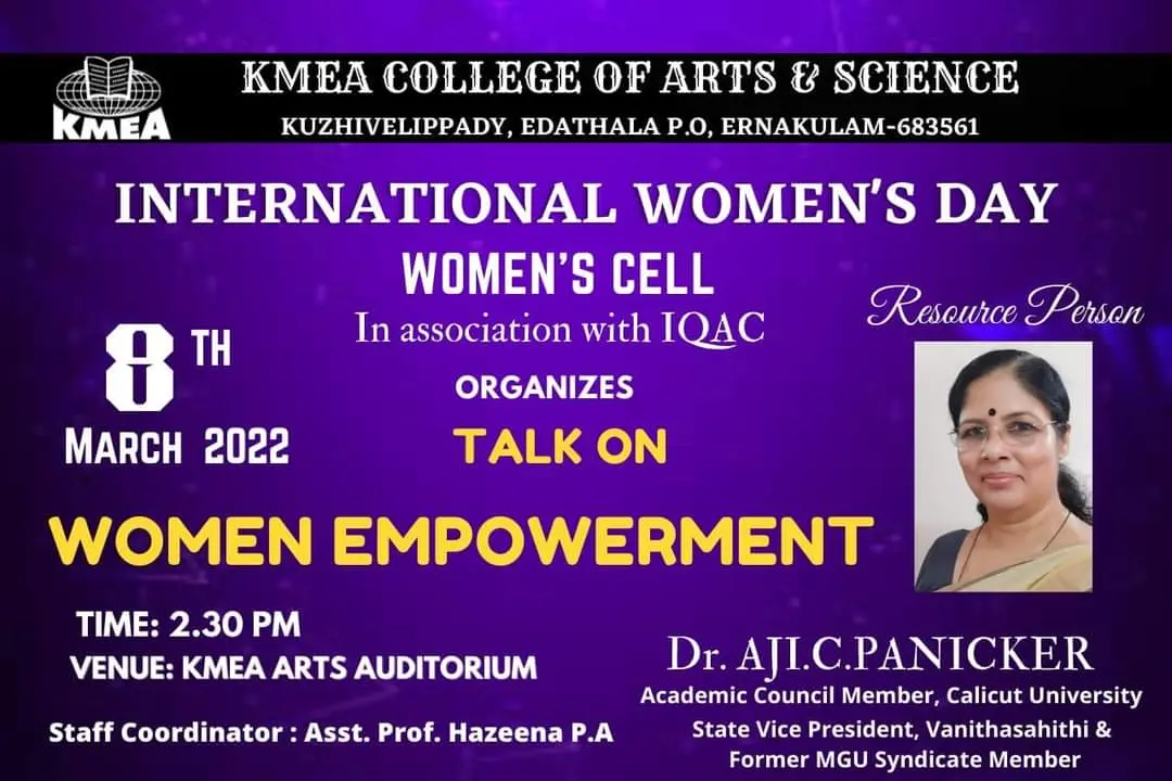106 International Women's Cell celebration on 08-3-2022 - KMEA College ...