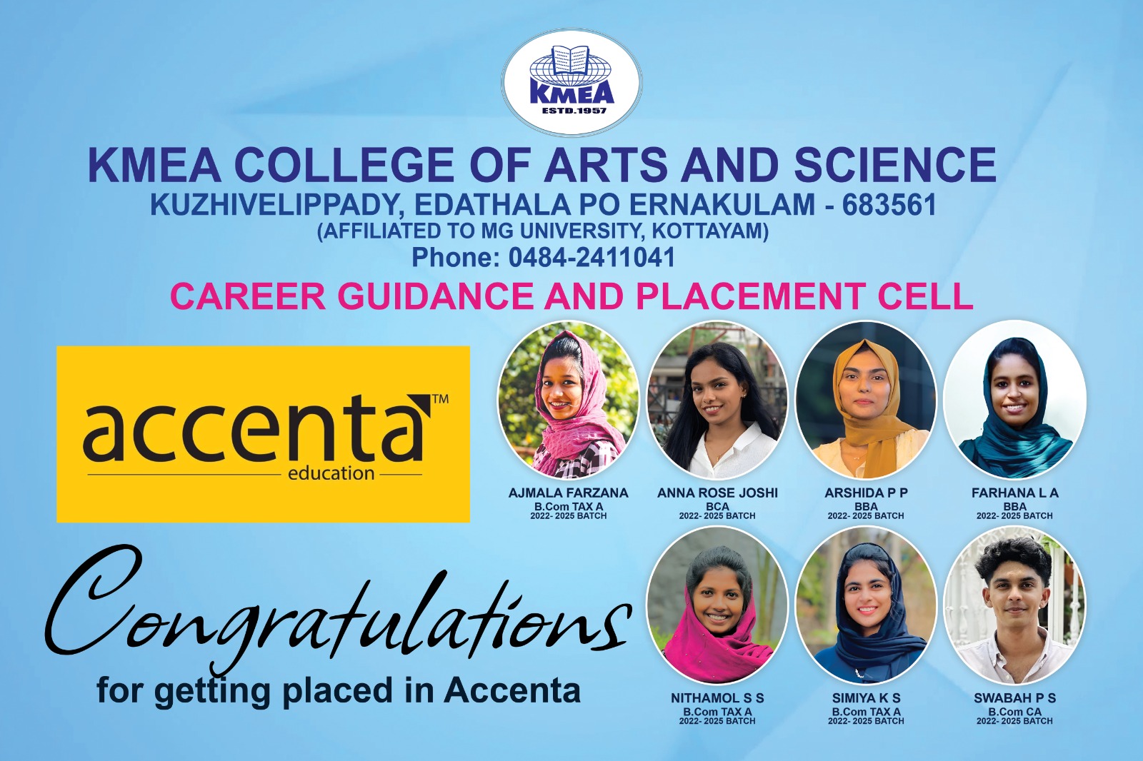 Placement Drive 13/02/2025. Seven Students placed in ACCENTA ...