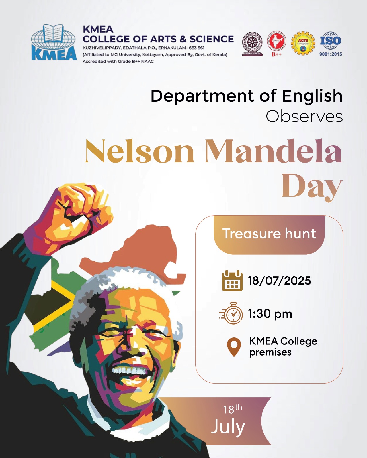 Dept of English Nelson Mandela Day on 18-7-2025 - KMEA College of Arts ...