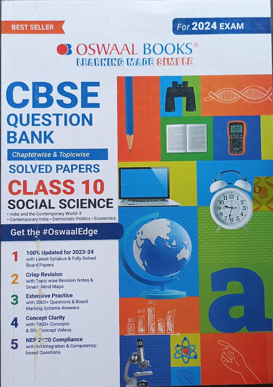OSWAAL CBSE CHAPTERWISE AND TOPIC WISE QUESTION BANK CLASS 10 SOCIAL SCIENCE EXAM 2024 - Book ...
